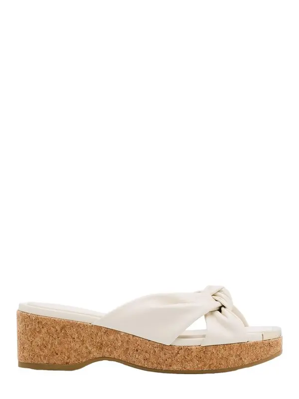 JIMMY CHOO Avenue Crisscross Wedge Slide Sandals - Latte
