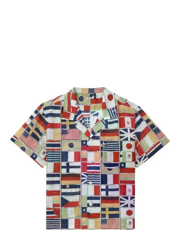 BODE Flag-print Linen Shirt - Neutrals