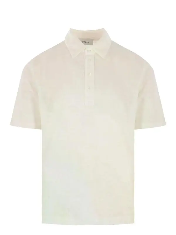 LARDINI Linen Polo Shirt - White