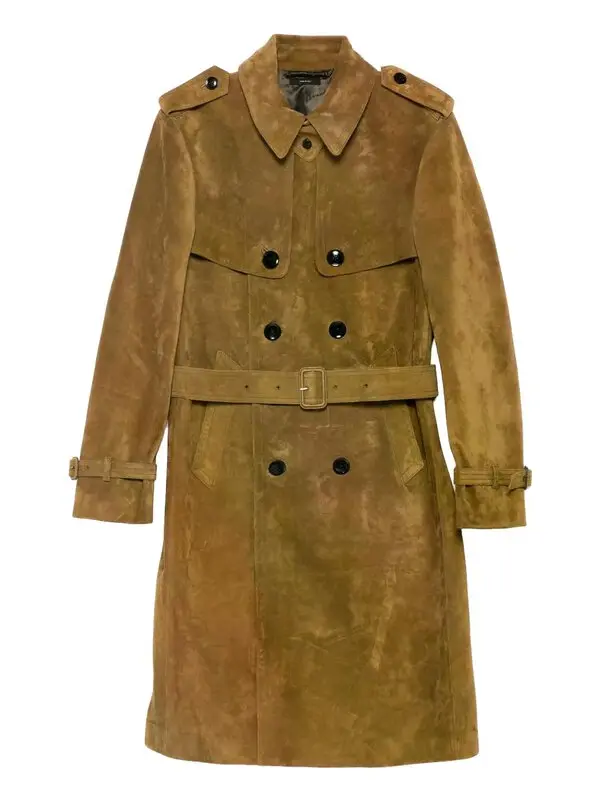 TOM FORD Suede Trench Coat - Brown