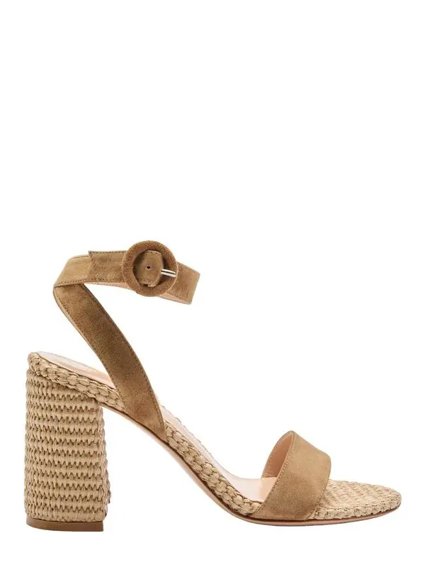 GIANVITO ROSSI Luana 90 Raffia And Suede Sandals - Camel