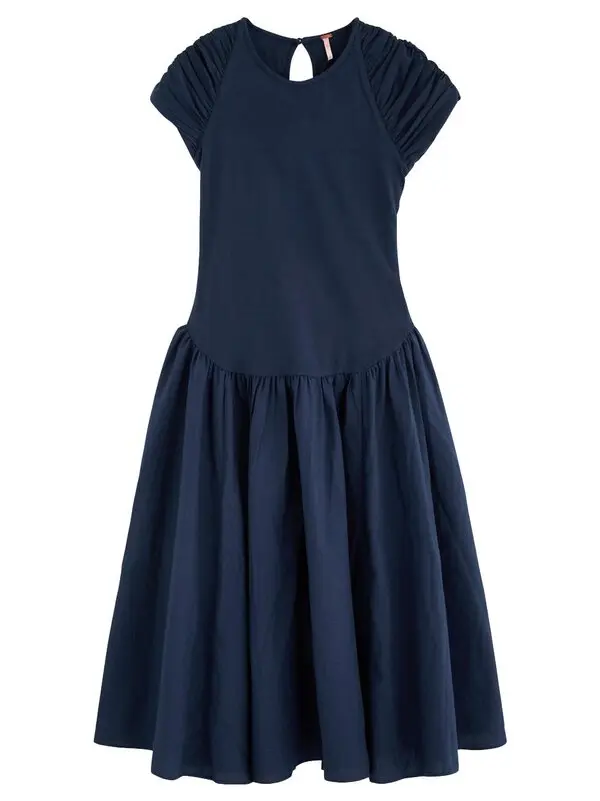 Free People Stretch-cotton Midi Dress - Navy