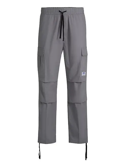 Hugo Boss Logo-appliqué Relaxed-fit Cotton Cargo Trousers - Open Grey