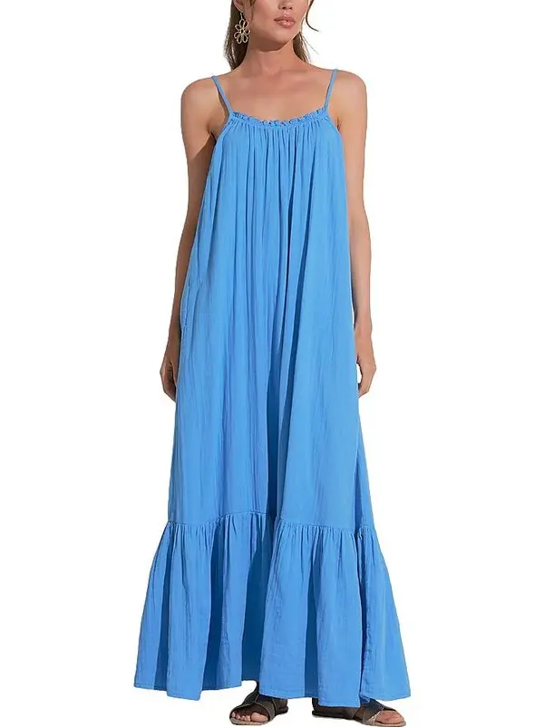 Elan Maxi Tank Ruffle Dress - Sky Blue