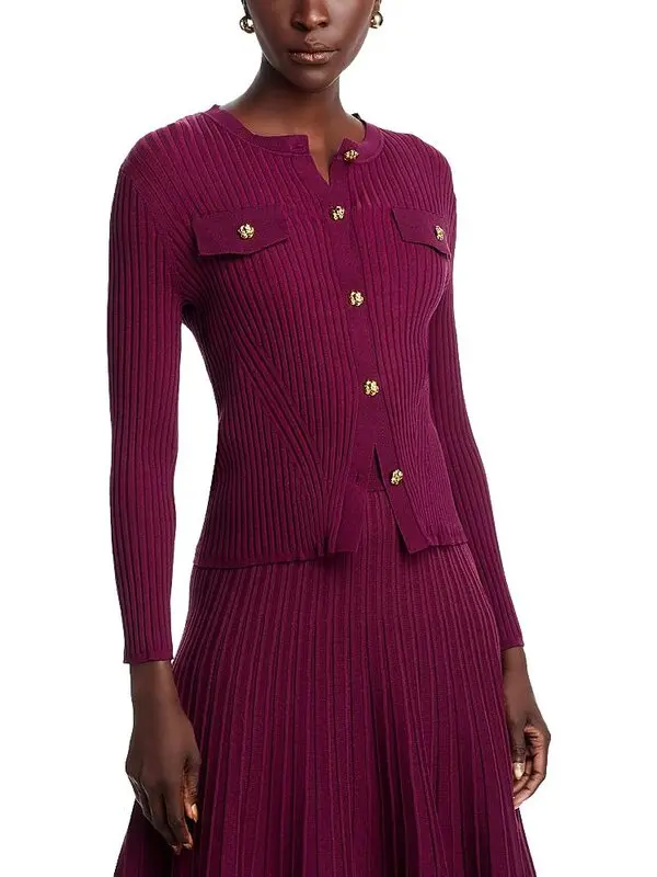 NANCY YANG Ribbed Cardigan - Burgundy