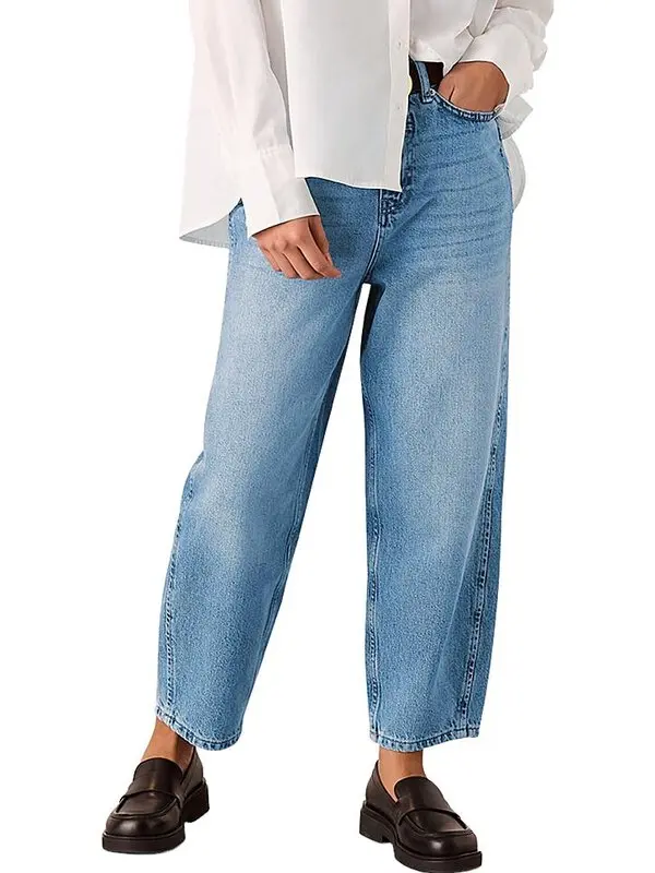 Whistles Petites Authentic High Rise Barrel Jeans - Light Wash