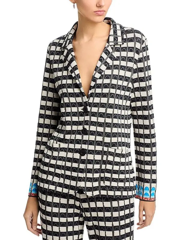 ALDO MARTINS Plaid Knit Blazer - Black/ White