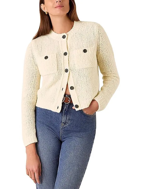 Whistles Textured Cardigan - Ivory
