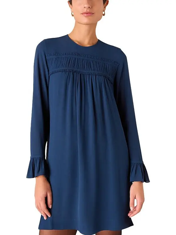 Whistles Jemma Ruched Panel Mini Dress - Blue