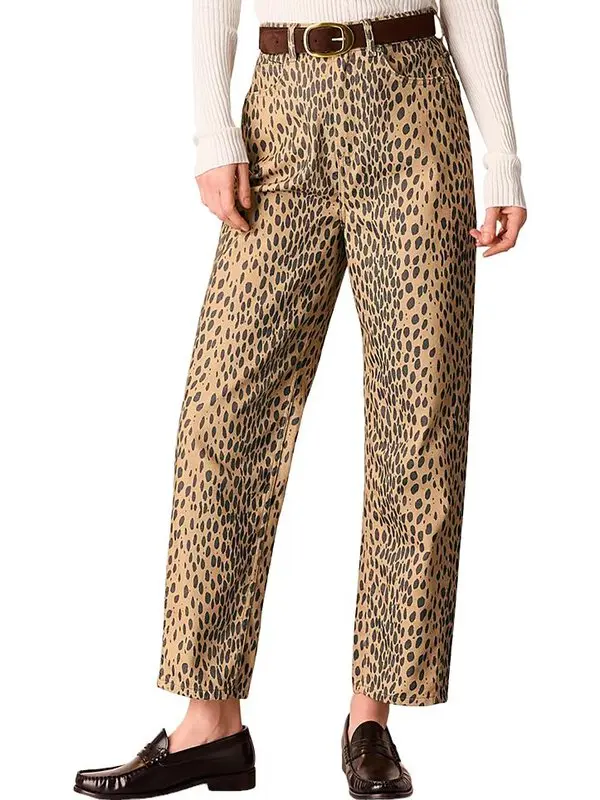 Whistles Animal Print Barrel Leg Pants - Neutral