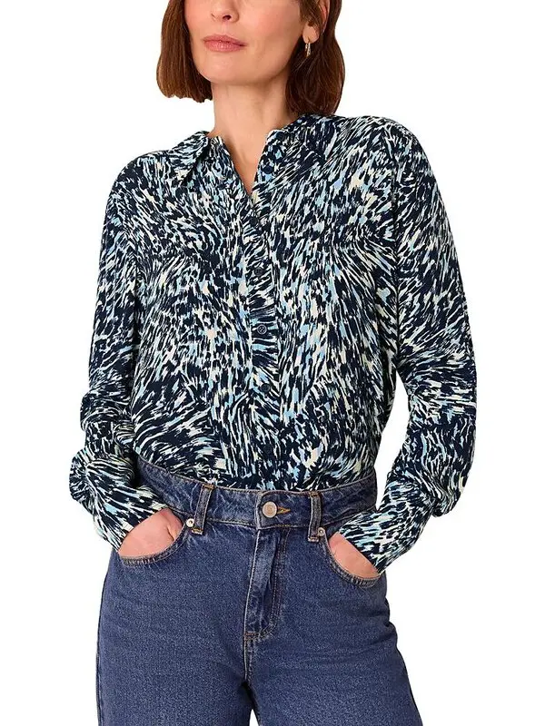 Whistles Leopard Swirl Print Shirt - Blue/multi