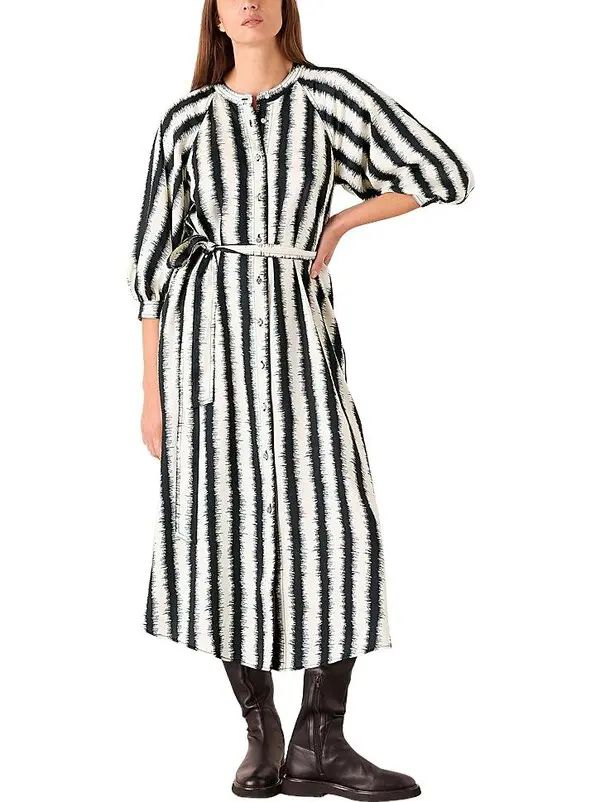 Whistles Hazy Stripe Mabel Midi Dress - Ivory/multi