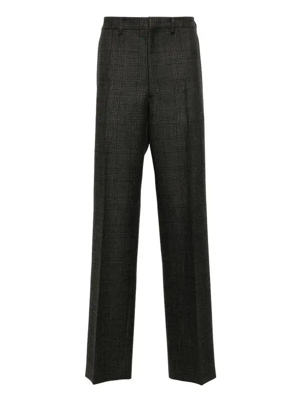 Prada Prince Of Wales Check Cotton Trousers - Grey
