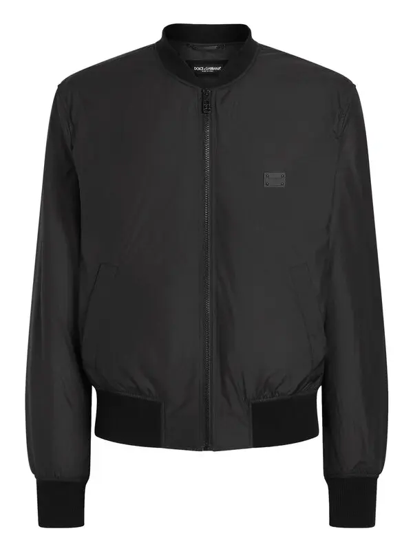 Dolce & Gabbana Technical Fabric Bomber Jacket With Logo - Black