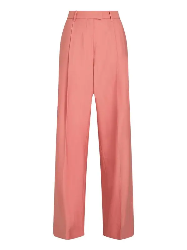 Another Tomorrow Pleated Wide-leg Wool-crepe Trousers - Antique Rose