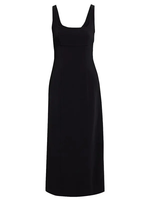 Another Tomorrow Tie-back Cady Midi Dress - Black