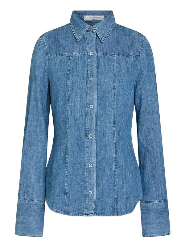 Another Tomorrow Cotton-chambray Shirt - Blue