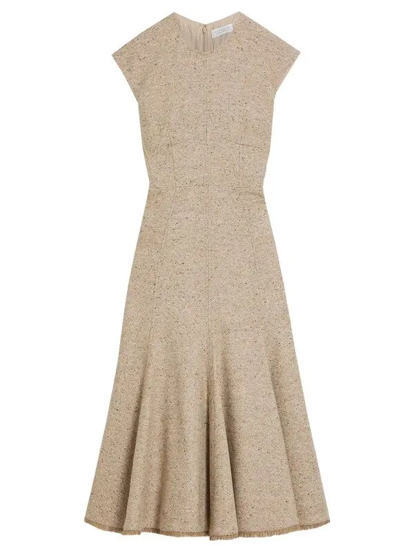 Gabriela Hearst Crowther Donegal Wool And Cashmere-blend Midi Dress - Beige
