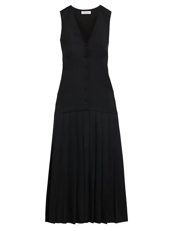 Gabriela Hearst Leone Pleated Wool-twill Maxi Dress - Black