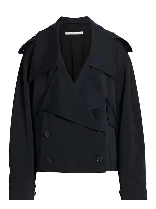 Another Tomorrow Double-breasted Crepe Jacket - Black