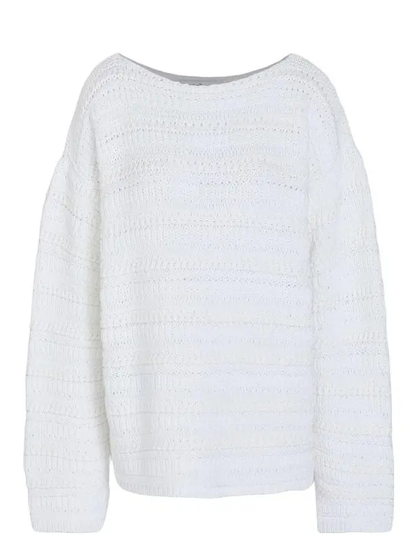Another Tomorrow Cotton Sweater - White