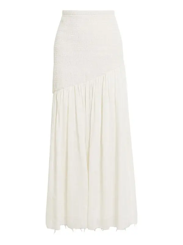 Gabriela Hearst Maxwell Shirred Gauze Midi Skirt - Ivory