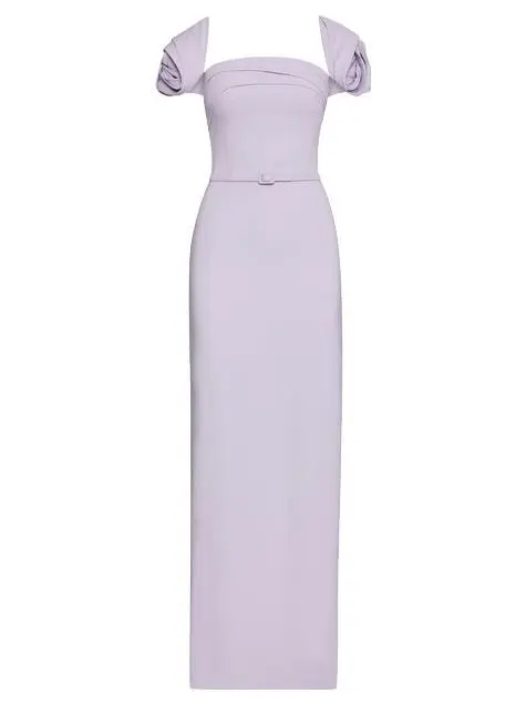 Oscar De La Renta Rosette Sleeve Column Gown - Natural