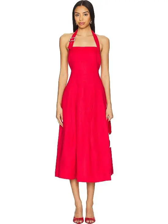 Yumi Kim Joanna Halterneck Linen Dress - Red