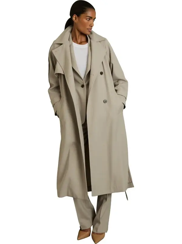 REISS Maddox Wool-blend Double-breasted Trench Coat - Neutral