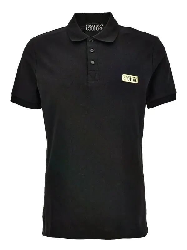 Versace Logo-plaque Polo Shirt - Black