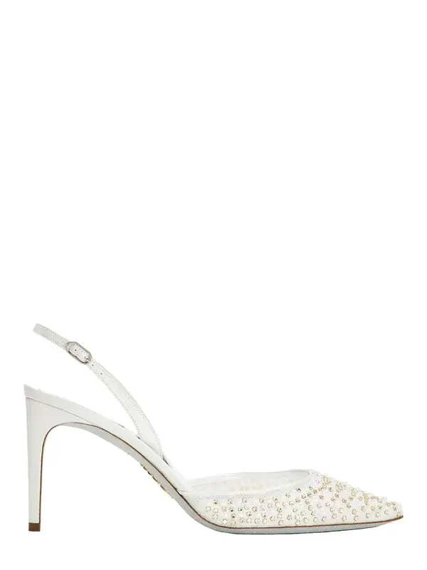 Rene Caovilla Crystal-embellished Pumps - White