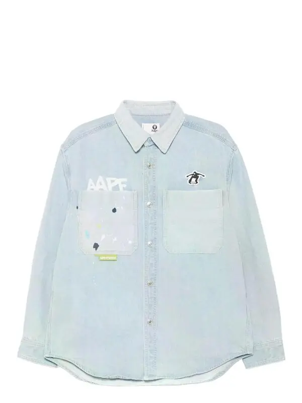 AAPE BY *A BATHING APE® Logo Long-sleeves Shirt - Blue