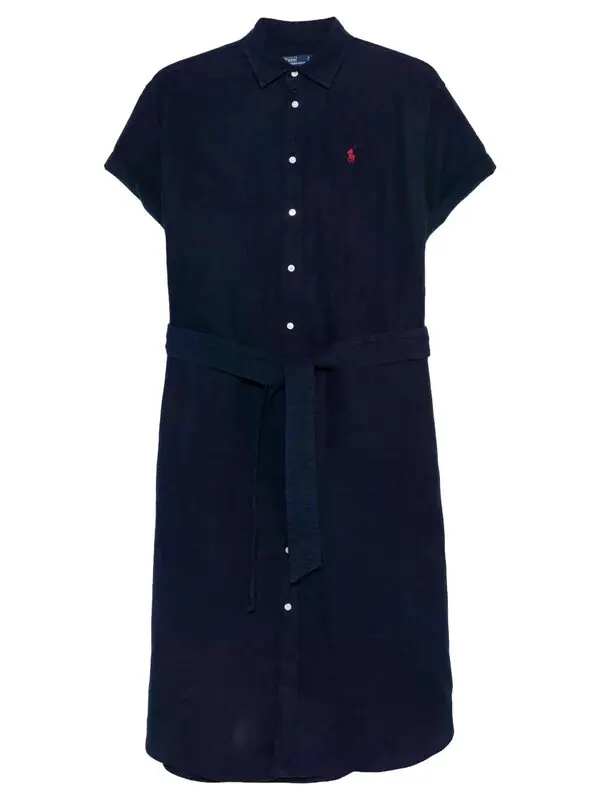 Polo Ralph Lauren Oxford Belted Midi Shirt Dress - Blue