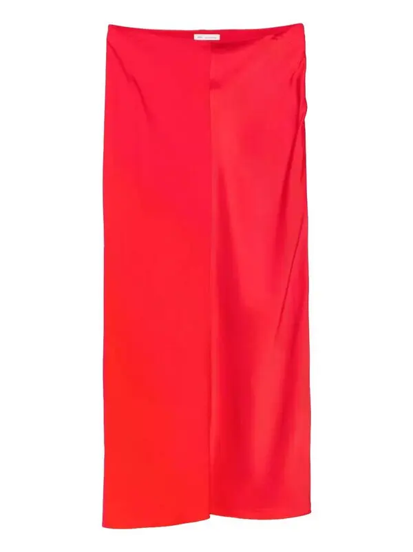 Ami Satin Midi Skirt - Red