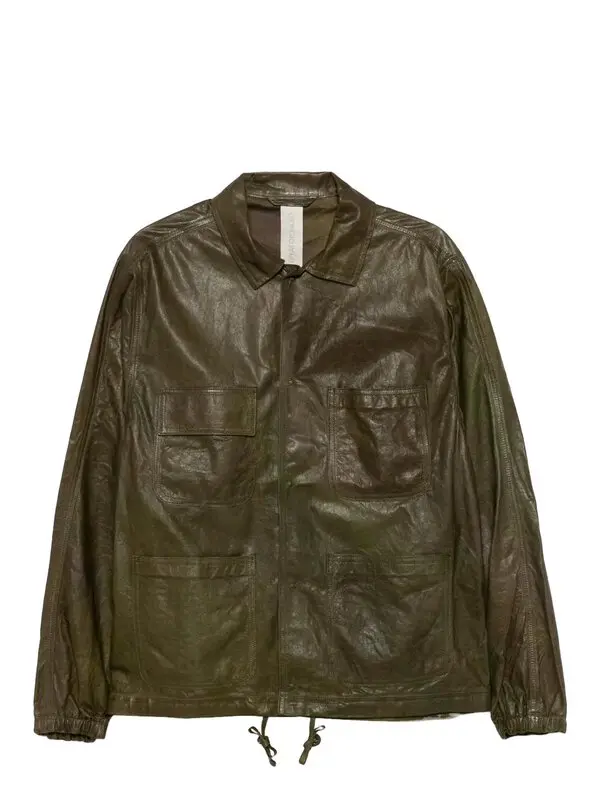 GIORGIO BRATO Leather Shirt Jacket - Green