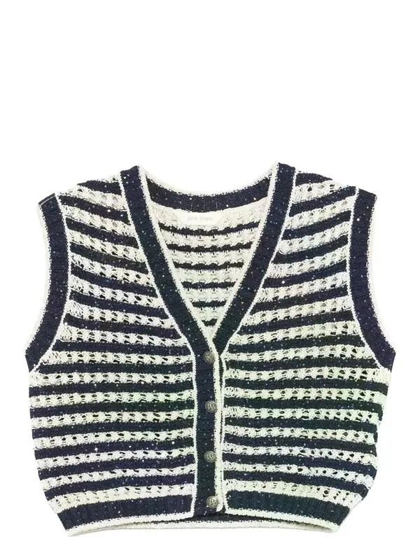 Palm Angels Striped Knit Vest - Blue