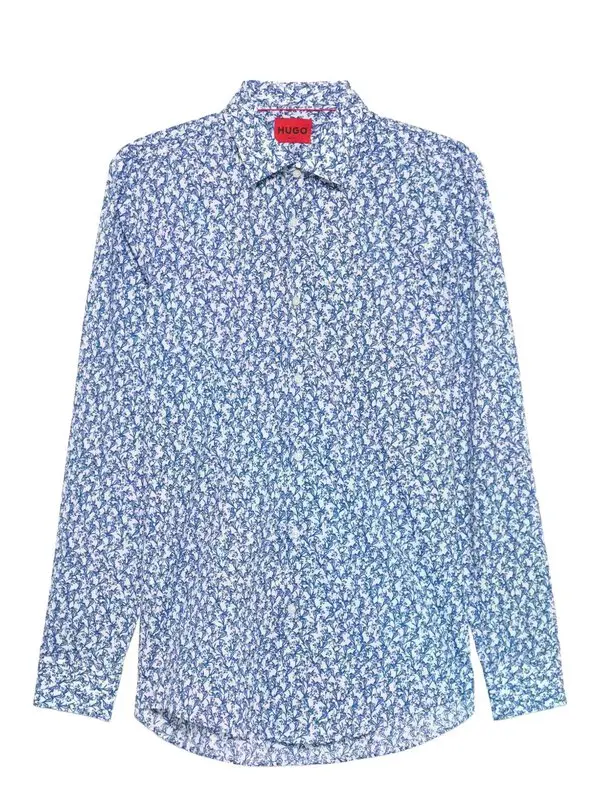Hugo Printed Cotton Shirt - Blue
