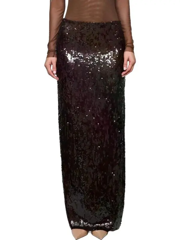 ATU BODY COUTURE Sequinned Maxi Skirt - Brown