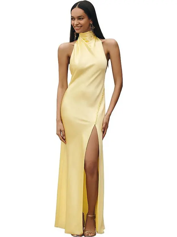 SAU LEE Penelope Backless Satin Gown - Popcorn Yellow