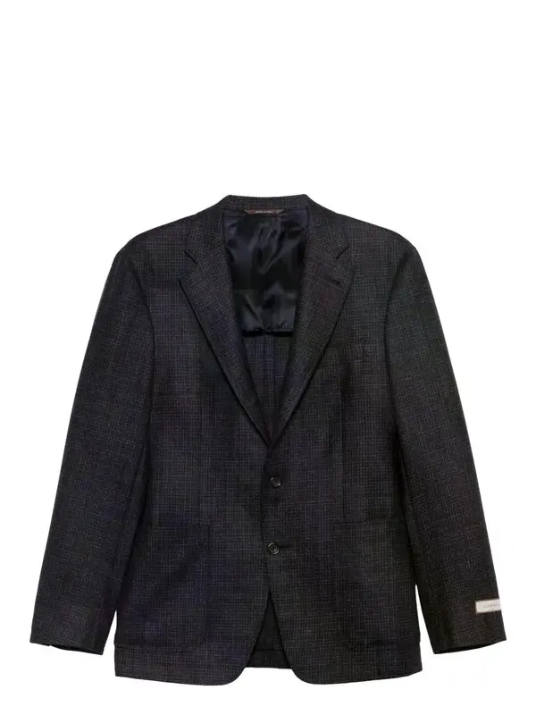 Canali Check-pattern Blazer - Blue