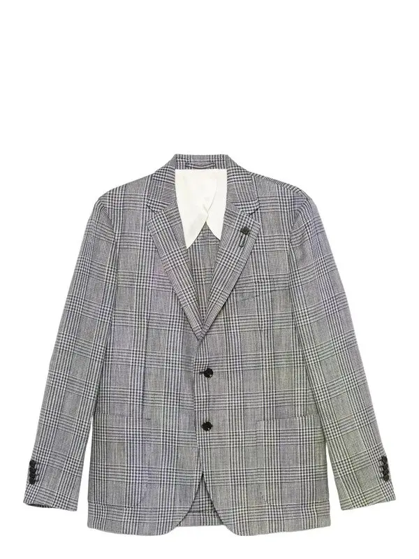 LARDINI Check-pattern Blazer - Blue