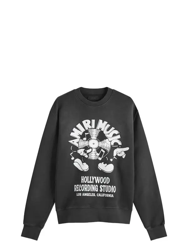 Amiri Music Record Crewneck Sweatshirt - Black