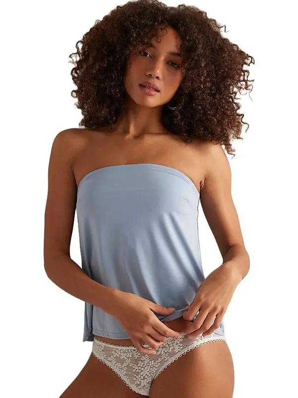 Free People Running Late Tube Top - Soft Chambray