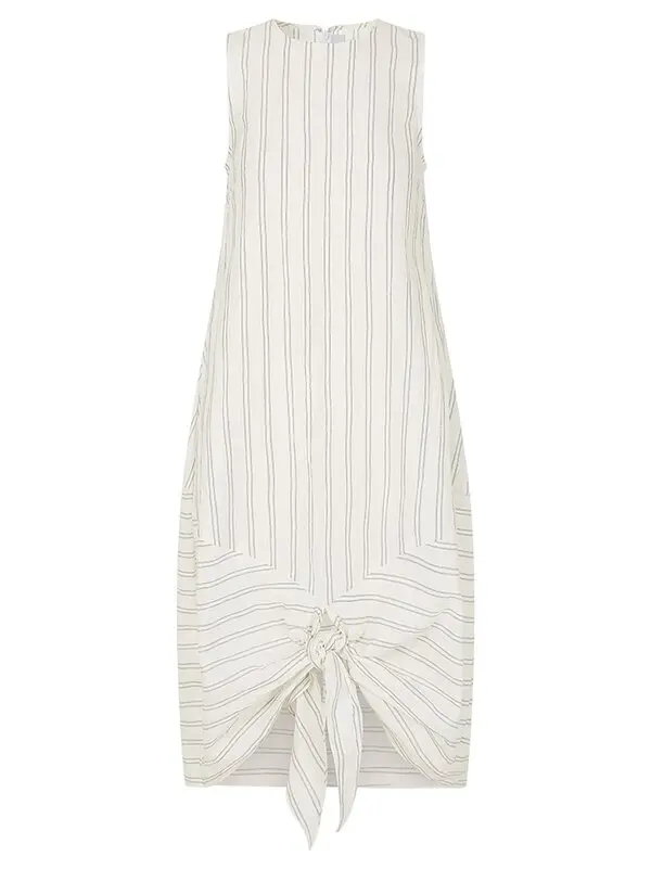 ABADIA Sleeveless Knot Midi Dress - Stripe