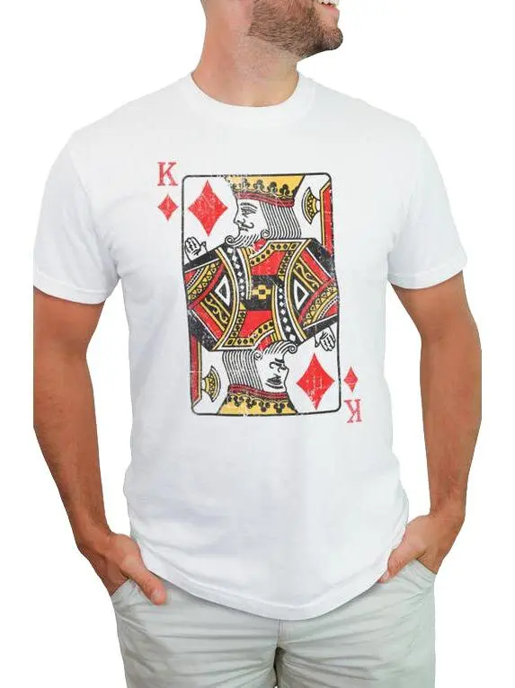 LOST GODS King Of Diamonds Playing Card Graphic T-shirt - White