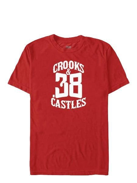 CROOKS & CASTLES Number White Logo Short Sleeve Graphic T-shirt - Red