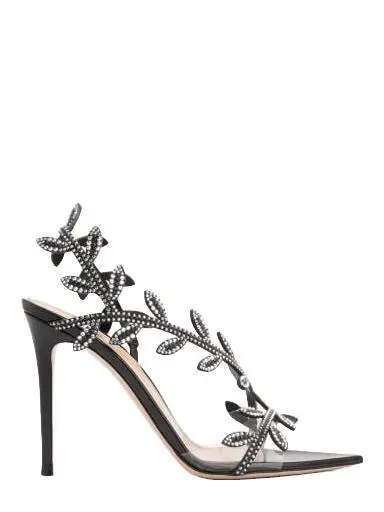 GIANVITO ROSSI Crystal Flavia Sandal - Black Leather