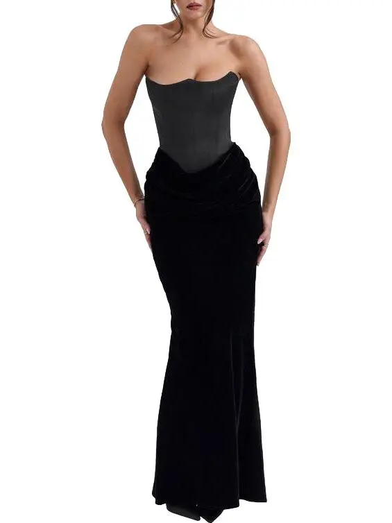 House Of Cb Persephone Strapless Corset Gown - Black