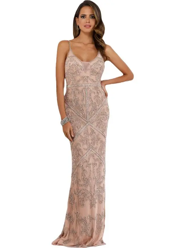 LARA NEW YORK Beaded Gown - Blush