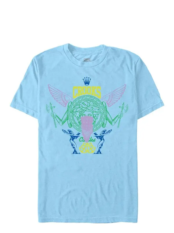CROOKS & CASTLES Abstract Medusa Logo Short Sleeve Graphic T-shirt - Light Blue